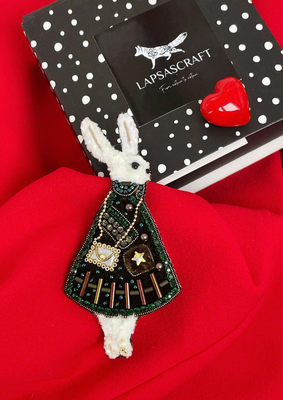Rabbit Brooch, Rabbit Pin, Embroidered Rabbit, Beaded Brooch, Beaded ...