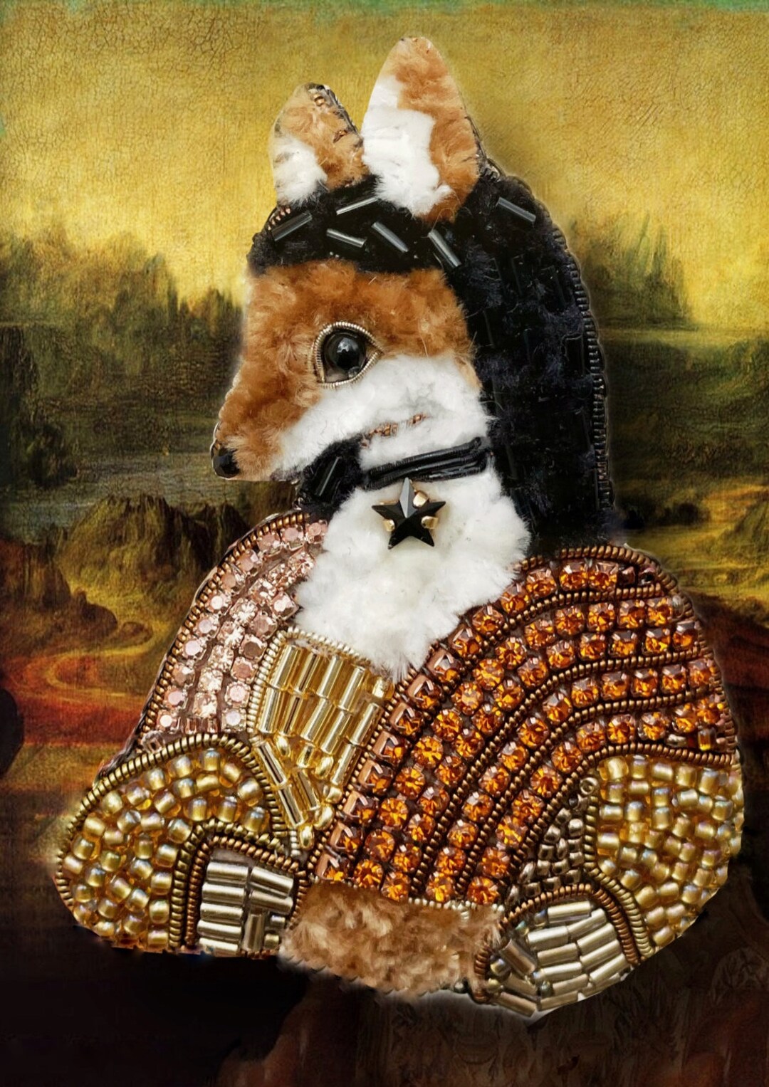 Brooch Mona Lisa, Bead Embroidery Jewelry, Animal Jewellery, Brooch ...