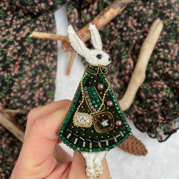 White Rabbit Brooch - Etsy