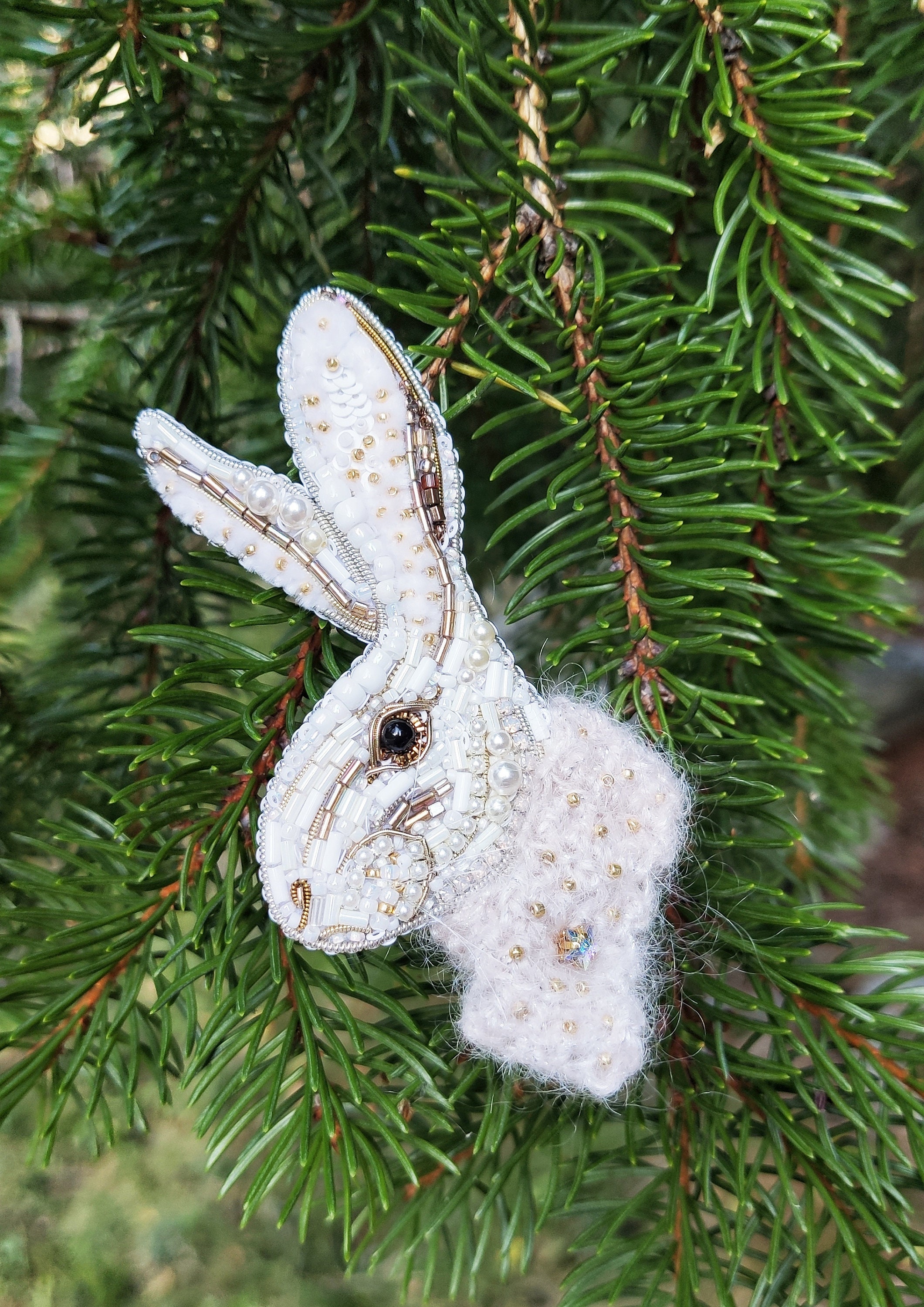 Hare, Hare Gift, Embroidered Rabbit, Rabbit Brooch, Rabbit Pin, Rabbit ...