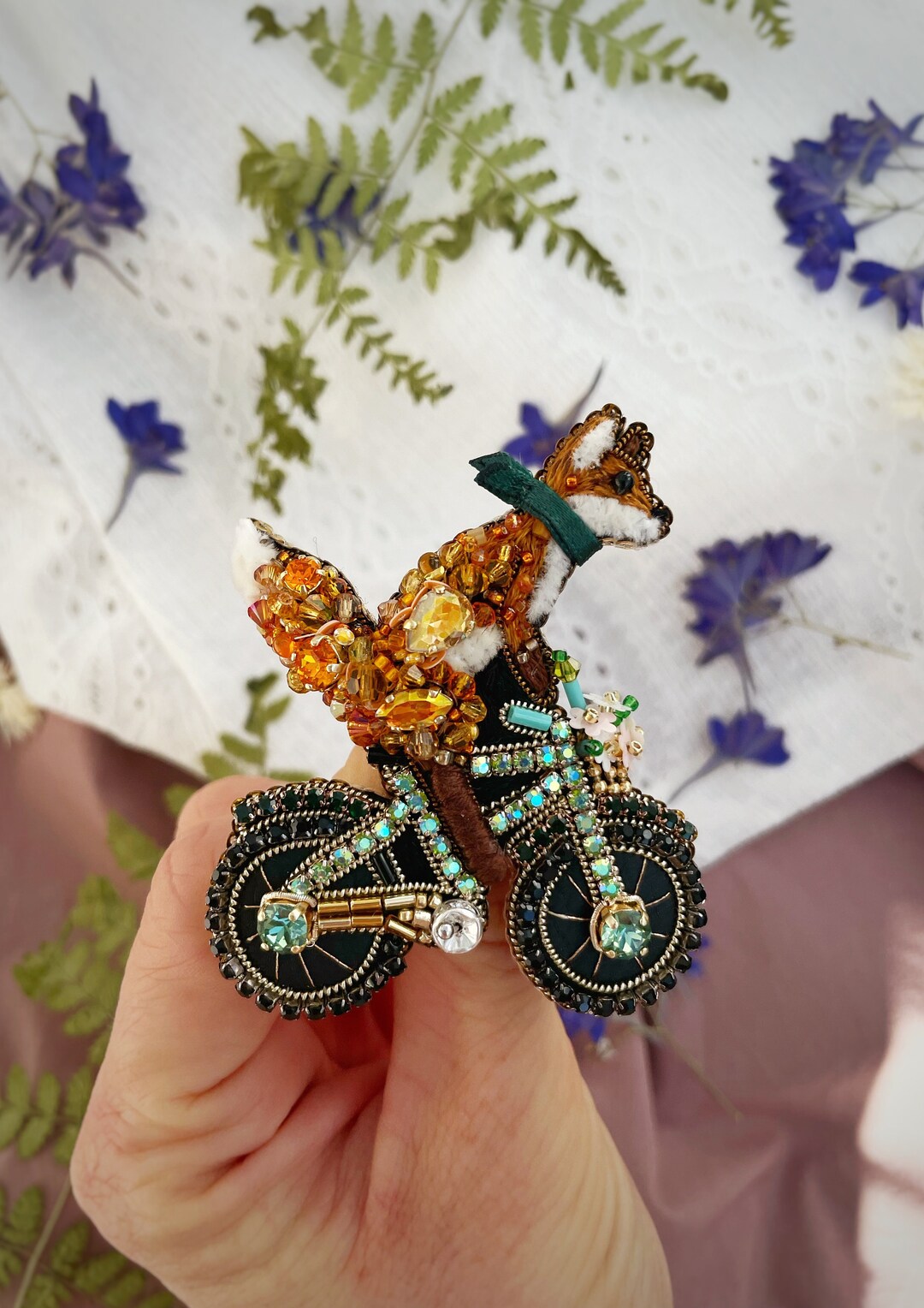 Fox Brooch Pin, Bike Pin, Fox Pin, Beaded Pin, Animal Brooch, Bulk ...