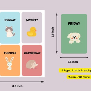 Cute Pastel Rainbow Days of the Week Flashcards, Printable Days of the ...