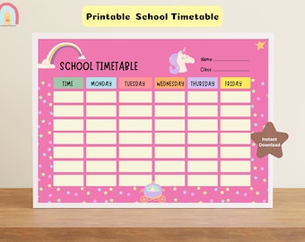 Printable School Timetable, Kids Daily Planner, Back to School ...