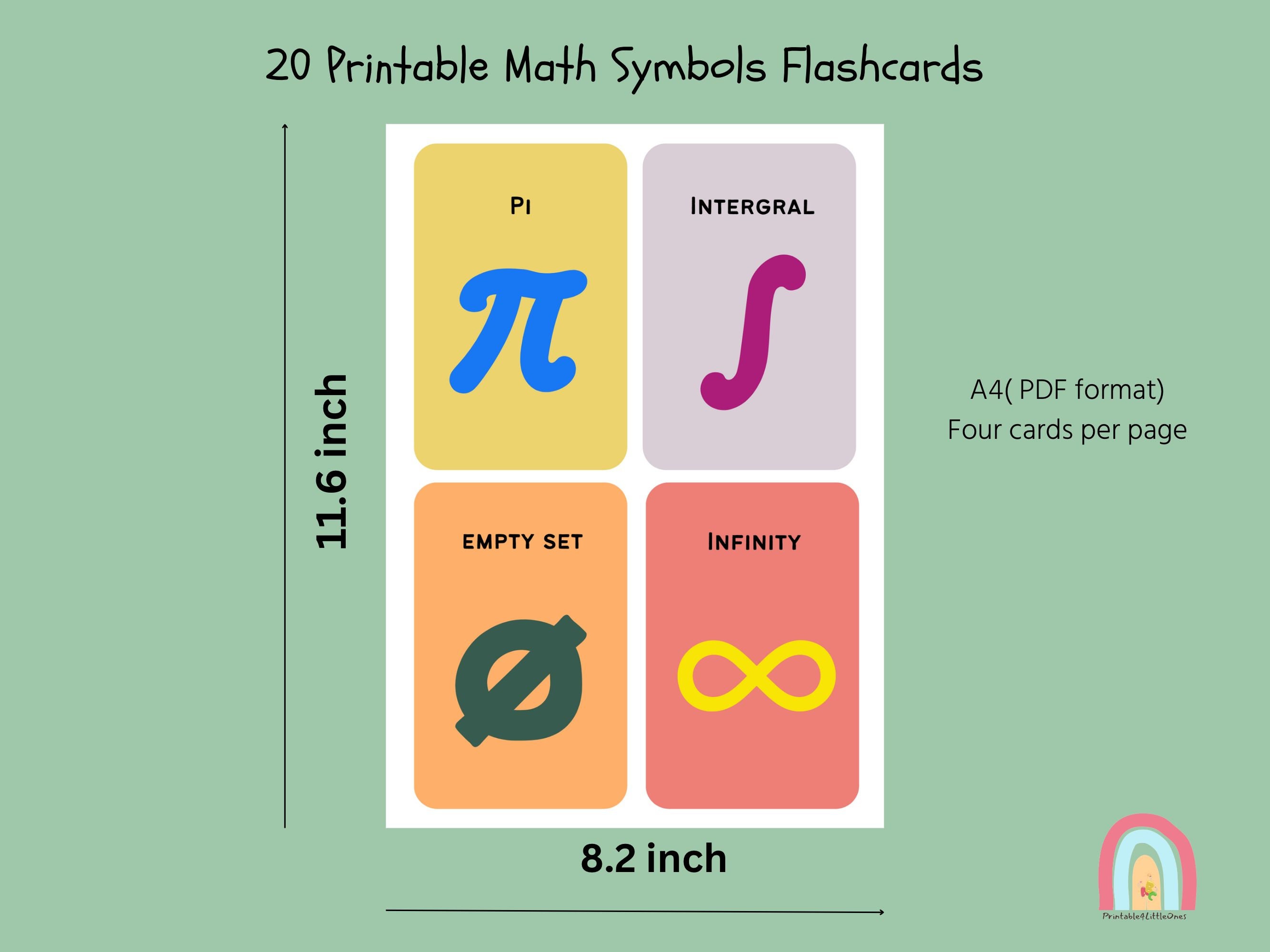 20 Math Symbols Flashcards, Math Classroom, Math Learning, Mathematical ...