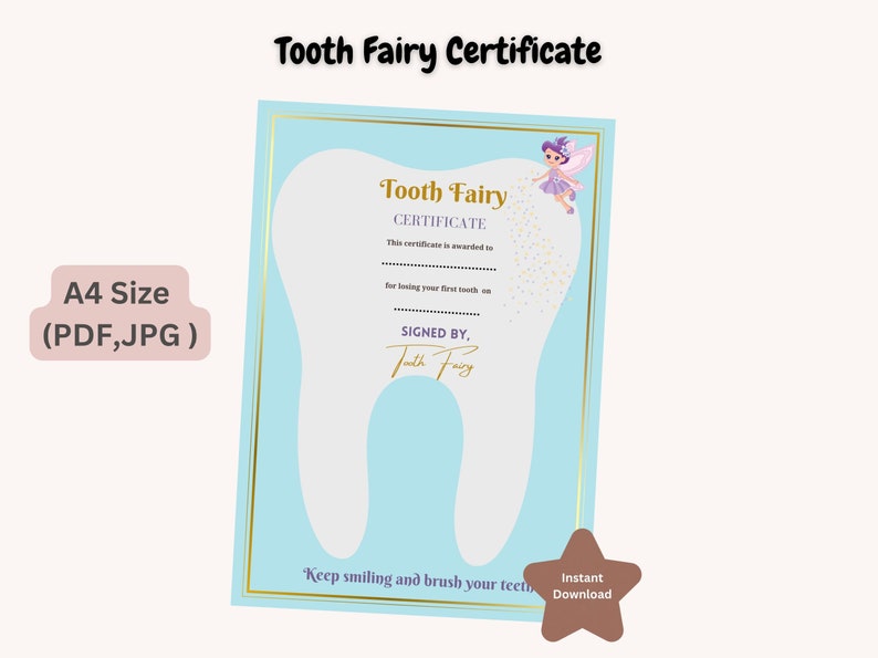 Tooth Fairy Letter, First Lost Certificate, Tooth Fairy Gift, Tooth ...