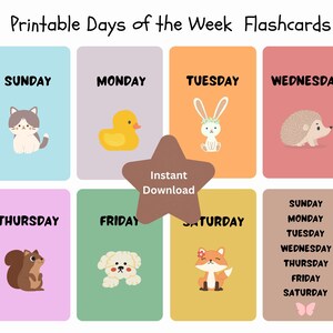 Cute Pastel Rainbow Days of the Week Flashcards, Printable Days of the ...