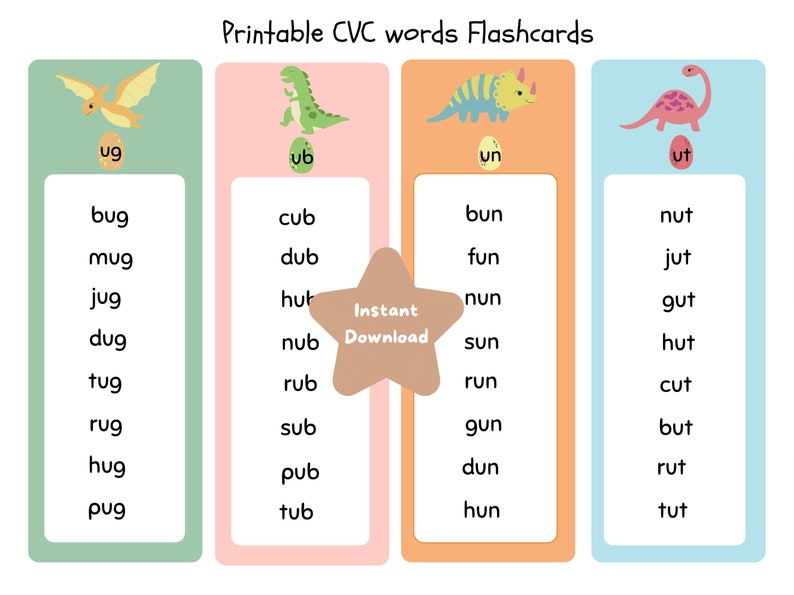 CVC, Word Families, Kindergarten Printable, Homeschool Printable, CVC ...
