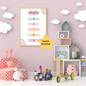 Cute Rainbow Vowel Poster, Vowel Printable , Educational Poster ...