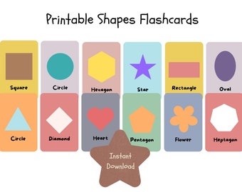 12 Rainbow Shapes Flash Cards, Shape Flashcards, Preschool Learning ...