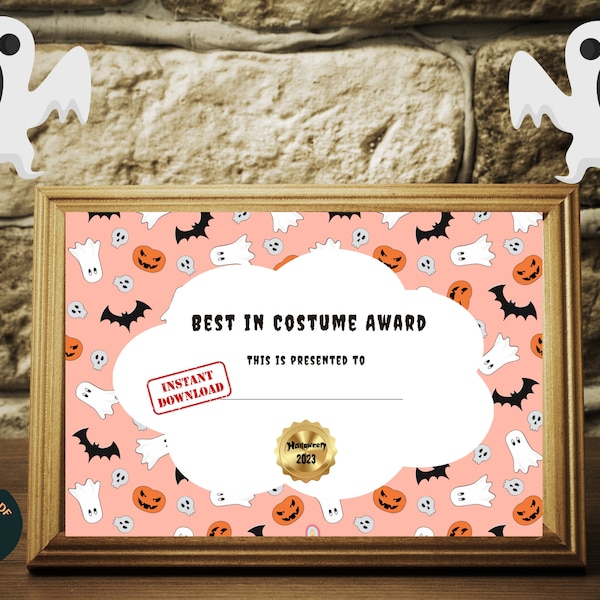 Best Costume Certificate Template - Etsy