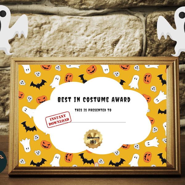 Best Costume Certificate Template - Etsy