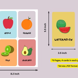 20 Fruits Flashcards, Flashcards to Learn , Montessori Flashcards ...