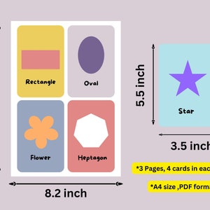 12 Pastel Shapes Flash Cards, Learn Shapes Flashcards, Montessori ...