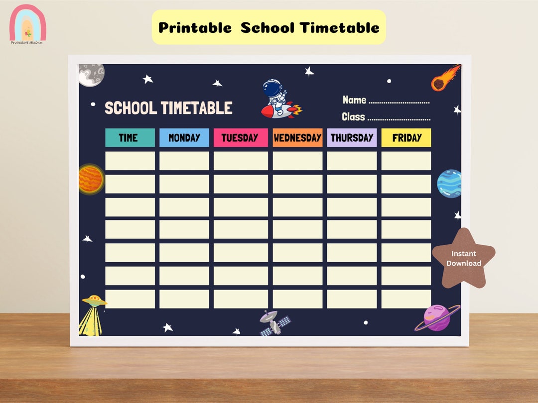 Printable School Timetable, Kids Daily Planner, Back to School ...