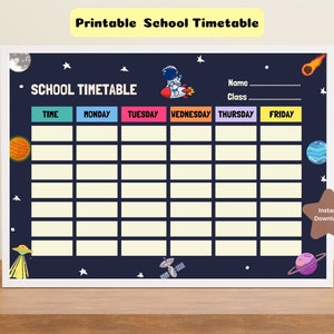 Printable School Timetable, Kids Daily Planner, Back to School ...