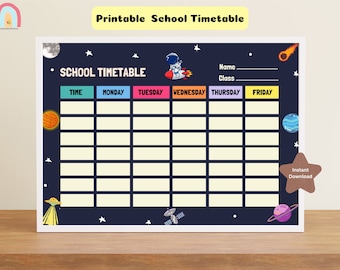 Printable School Timetable, Kids Daily Planner, Back to School ...