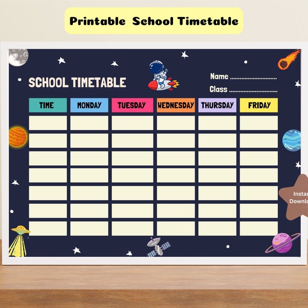 Printable School Timetable, Kids Daily Planner, Back to School ...
