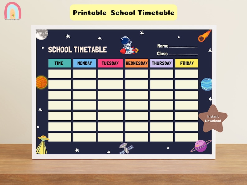 Printable School Timetable, Kids Daily Planner, Back to School ...