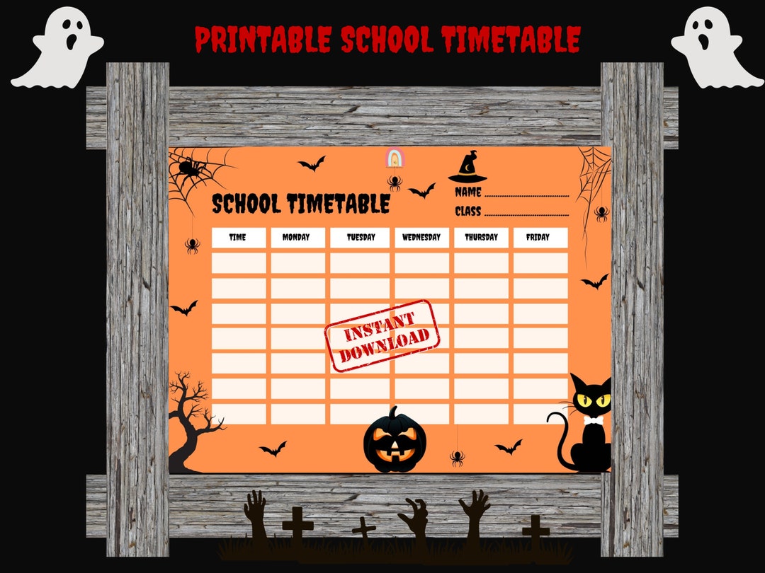 Halloween Spooky Kids Weekly Planner, School Timetable for Kids - Etsy
