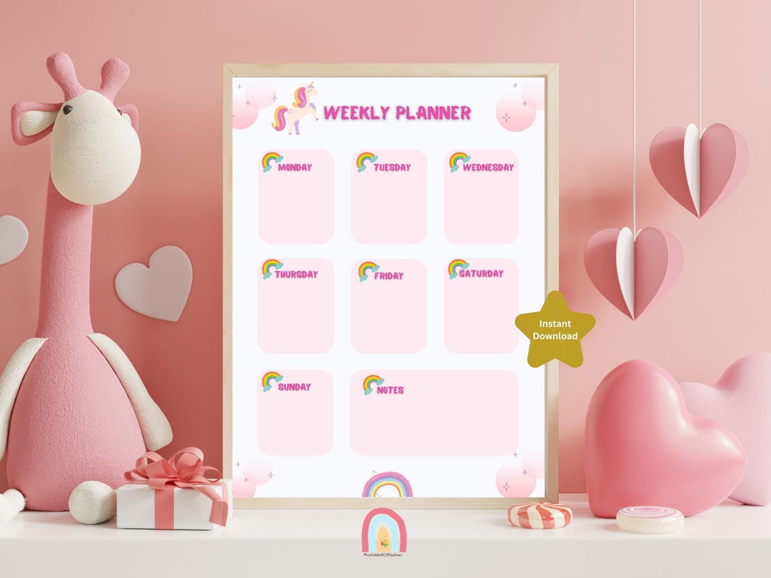 Kids' Weekly Planner, Weekly Schedule for Kids, Printable Planner for ...