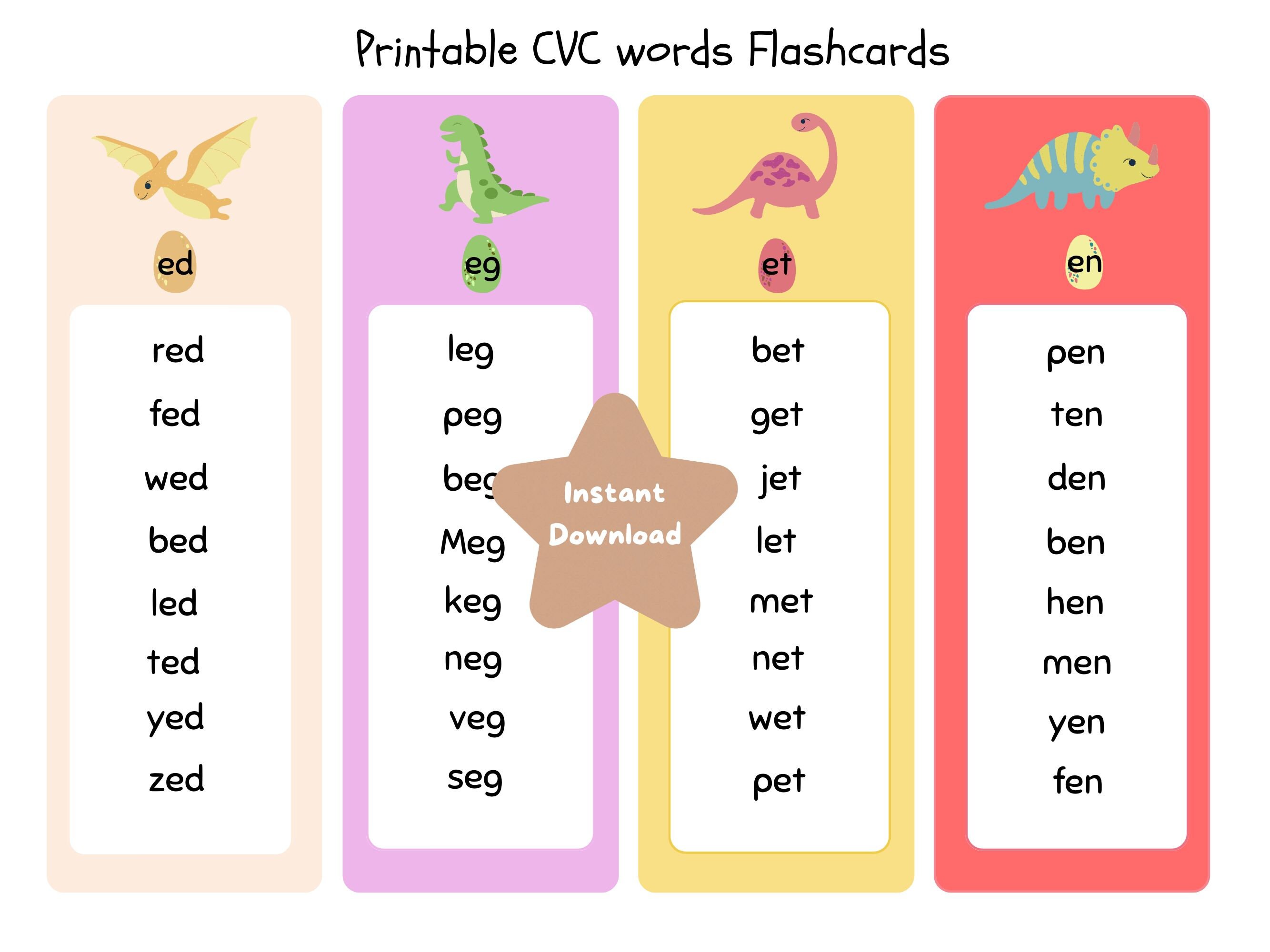 CVC, Word Families, Kindergarten Printable, Homeschool Printable, CVC ...