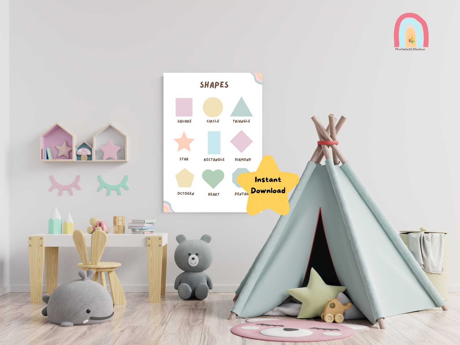 Shapes Printable, Montessori Poster, Geometric Shapes,shapes Poster ...