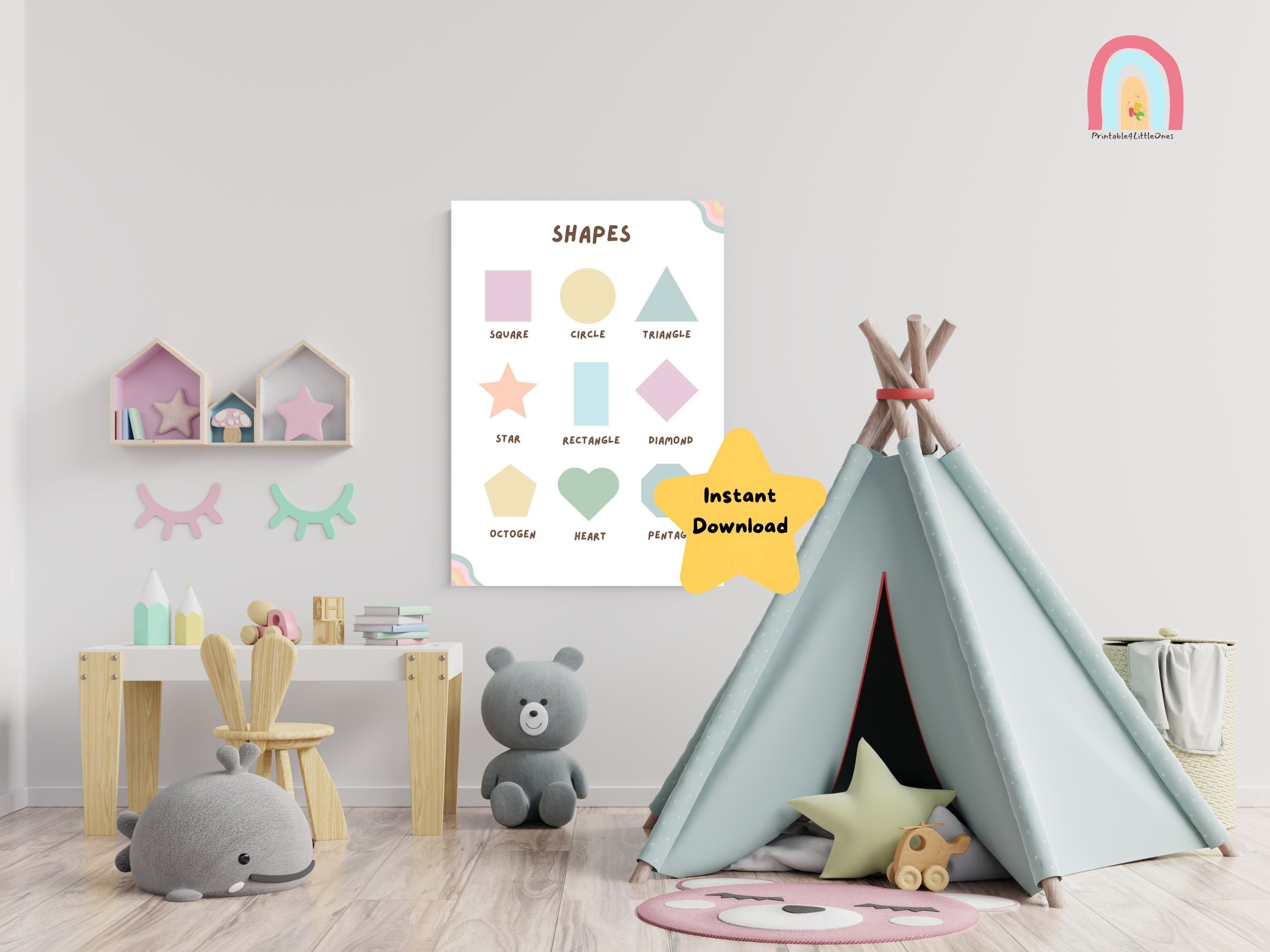 Shapes Printable, Montessori Poster, Geometric Shapes,shapes Poster ...