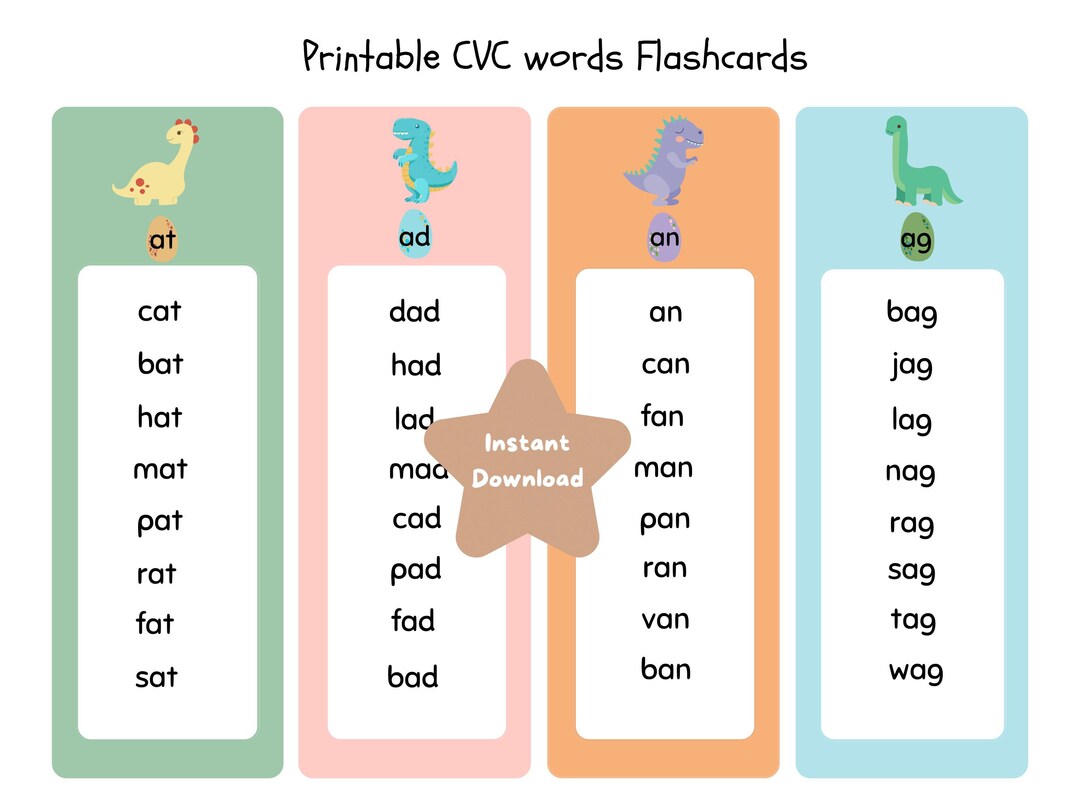 CVC, Word Families, Kindergarten Printable, Homeschool Printable, CVC ...