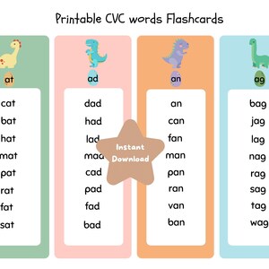CVC, Word Families, Kindergarten Printable, Homeschool Printable, CVC ...