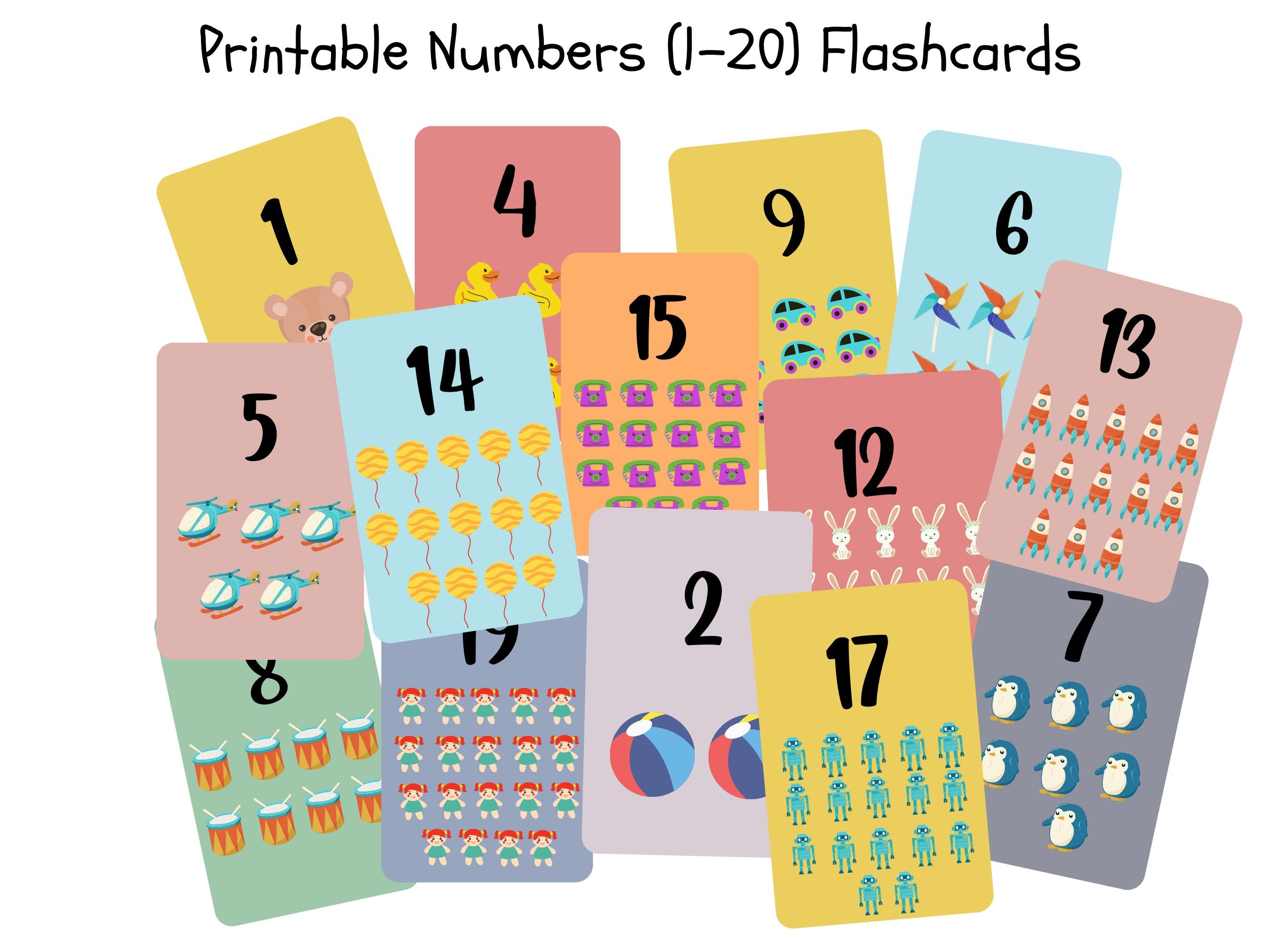 Numbers Flashcards (1-20),numbers Counting Flashcards ,numbers Print ...