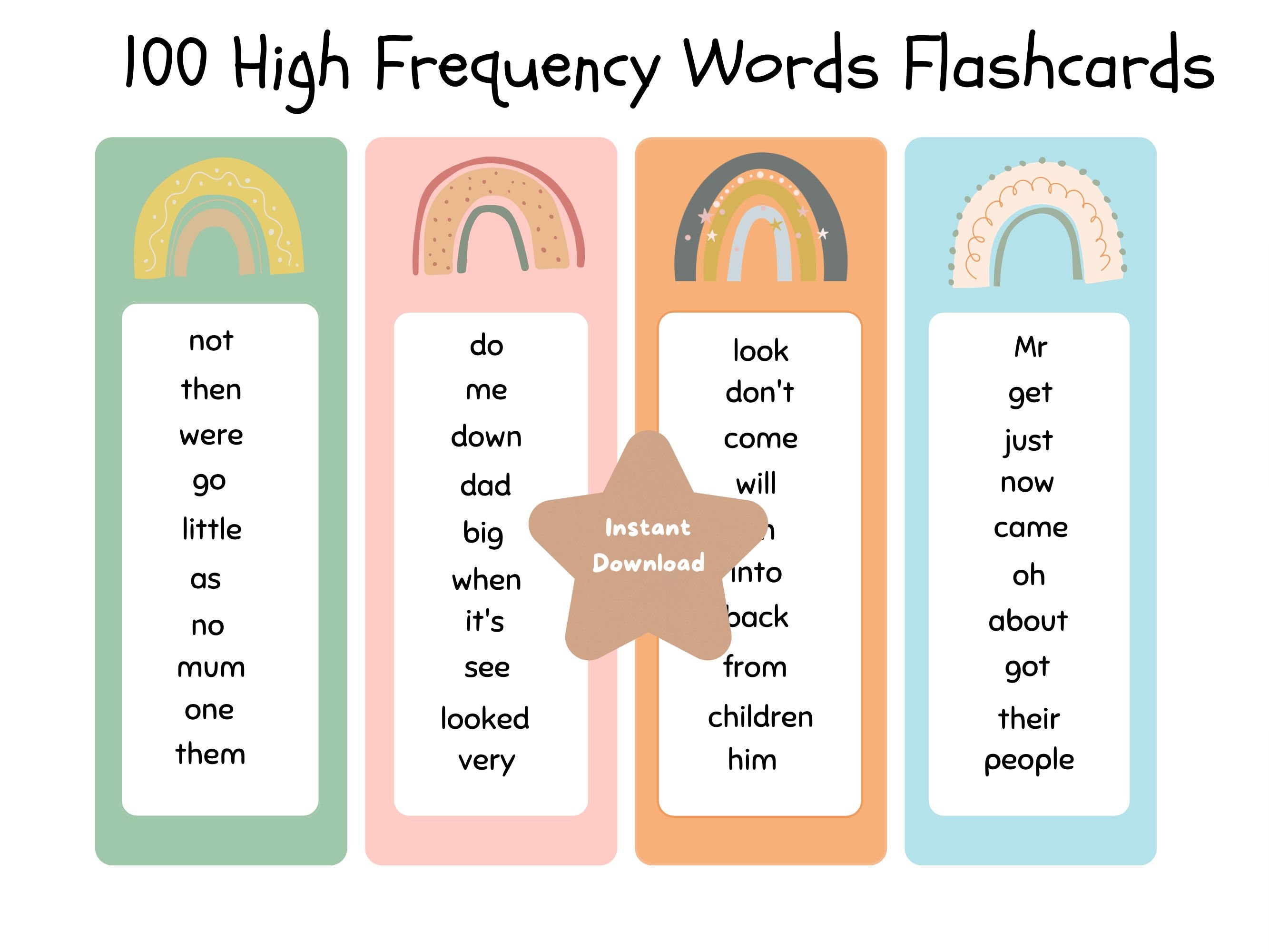 100 High Frequency Words, Sight Words Flashcards, Year 1 Common ...