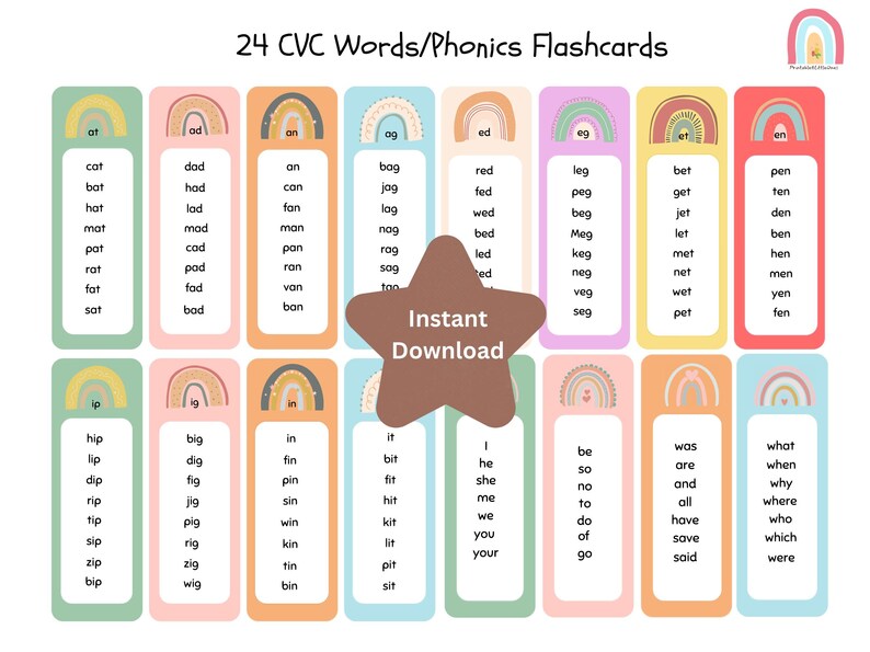 CVC, Word Families, Kindergarten Printable, Homeschool Printable, CVC ...