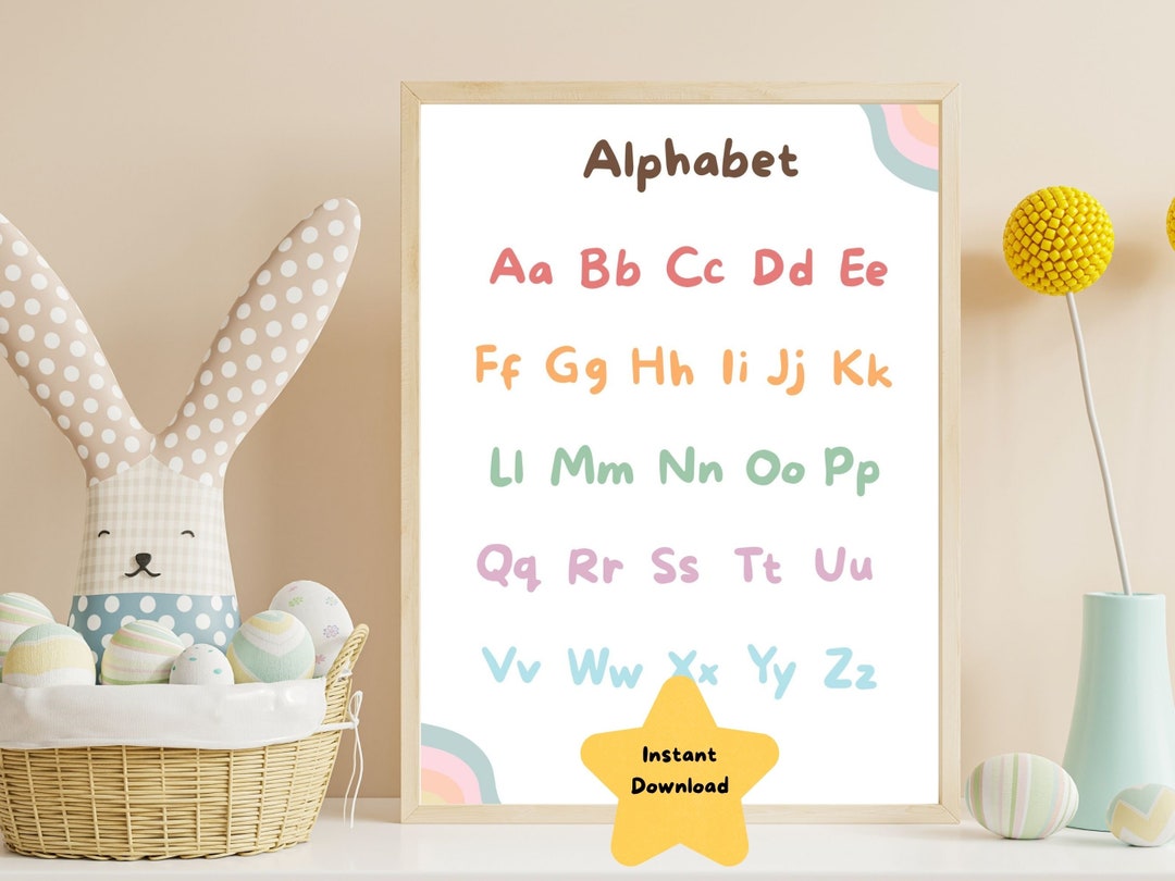Rainbow Alphabet Poster, Montessori Poster,kids Room Printable ...
