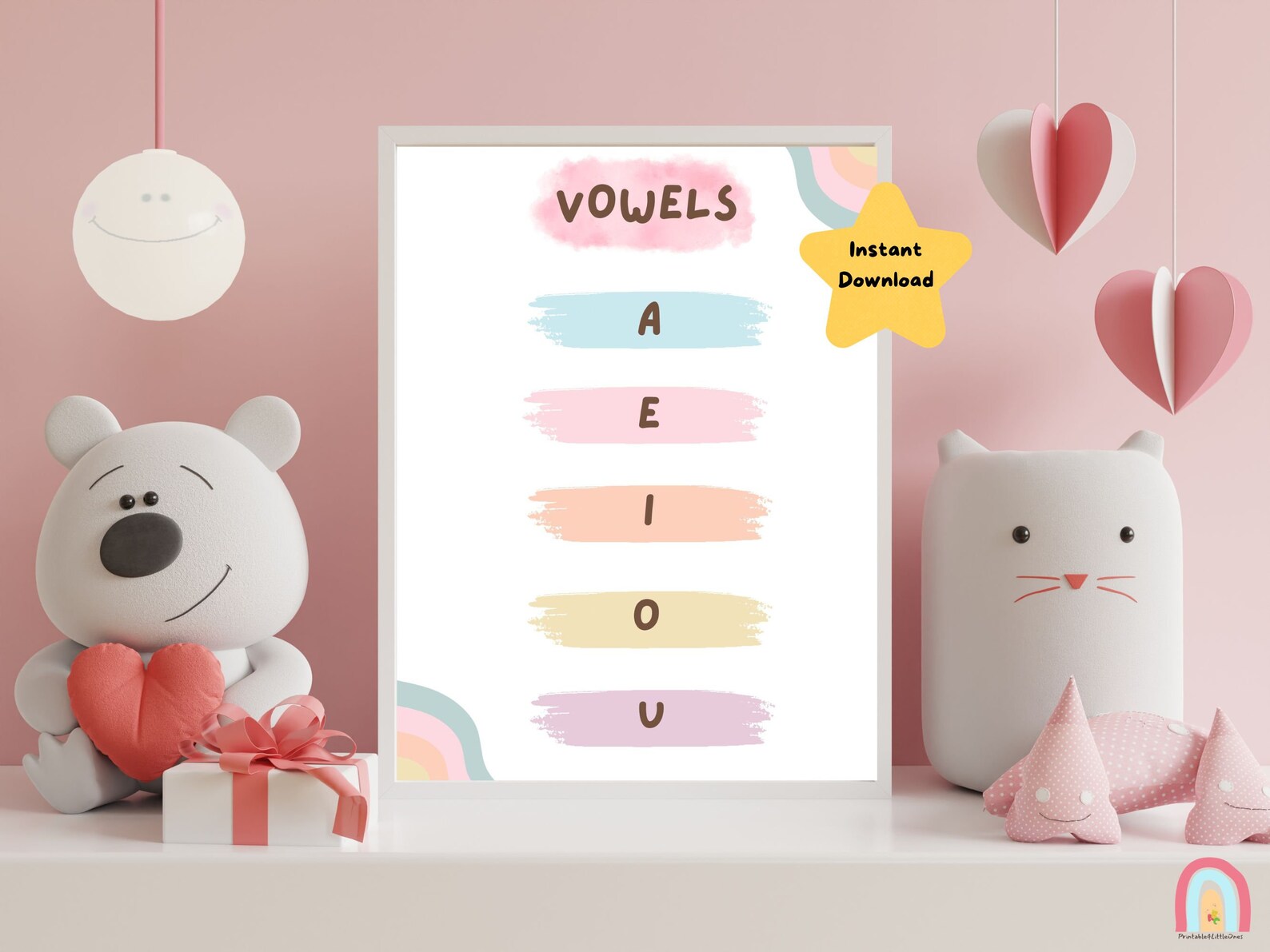 Cute Rainbow Vowel Poster, Vowel Printable , Educational Poster ...