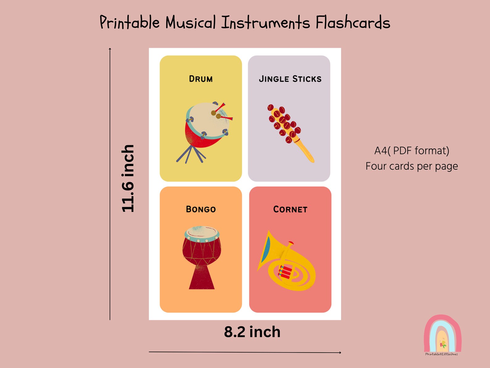 32 Printable Musical Instruments Flashcards, Montessori Cards , Flash ...