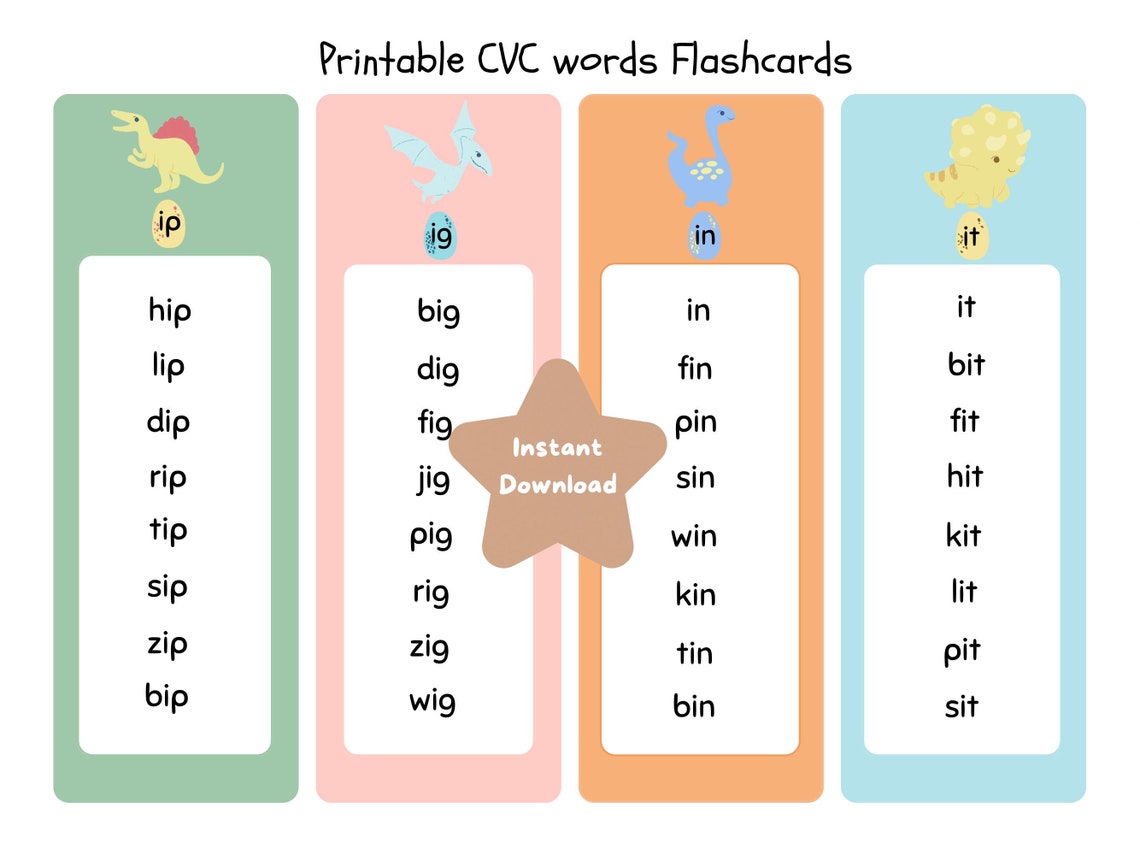 CVC, Word Families, Kindergarten Printable, Homeschool Printable, CVC ...