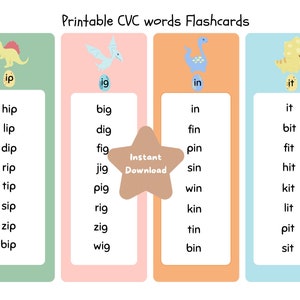 CVC, Word Families, Kindergarten Printable, Homeschool Printable, CVC ...