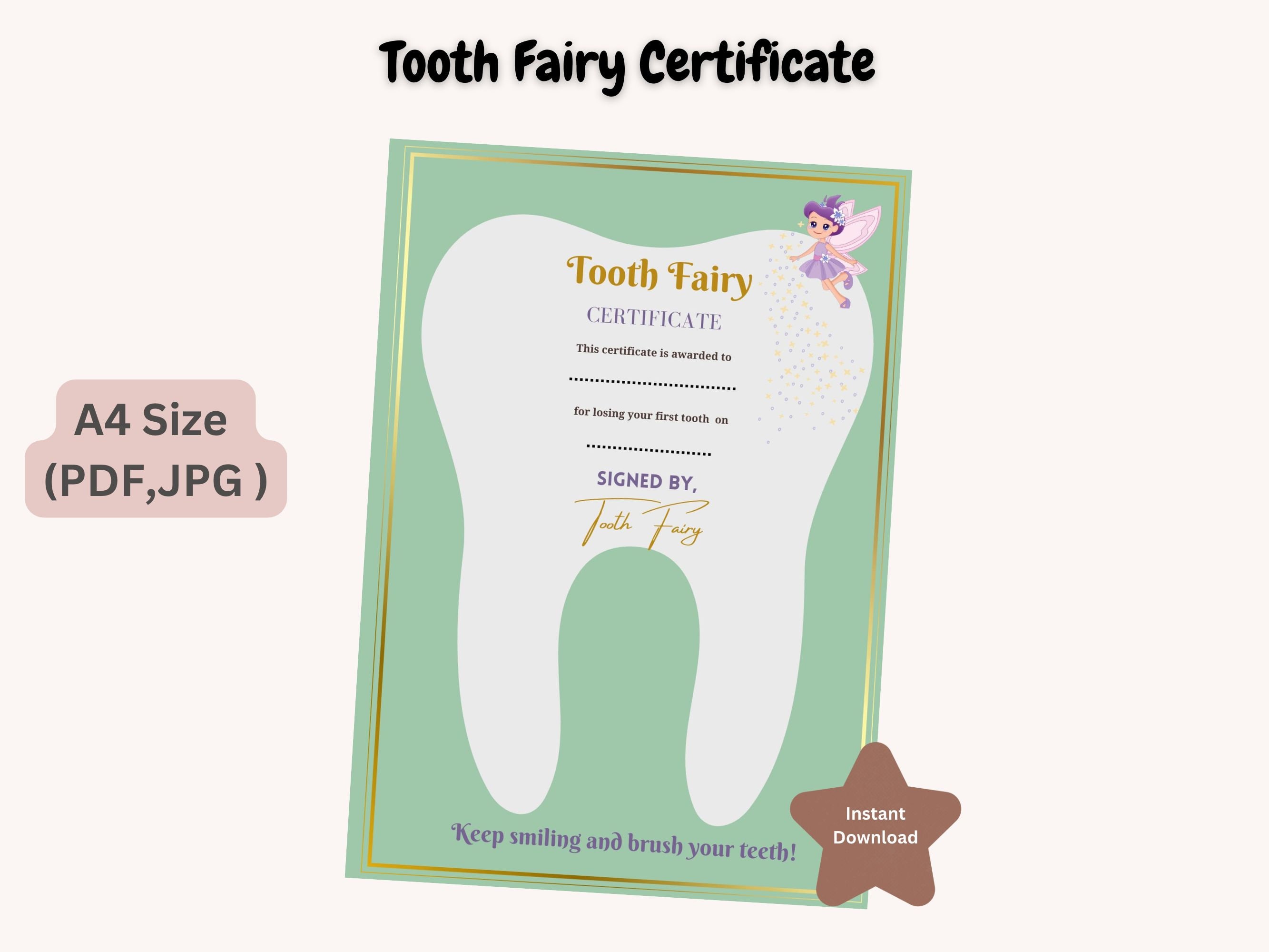 Tooth Fairy Letter, First Lost Certificate, Tooth Fairy Gift, Tooth ...