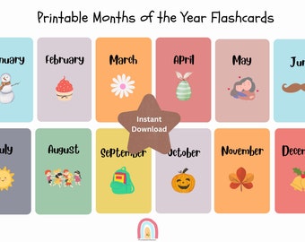Printable Months of the Year Flashcards - Etsy