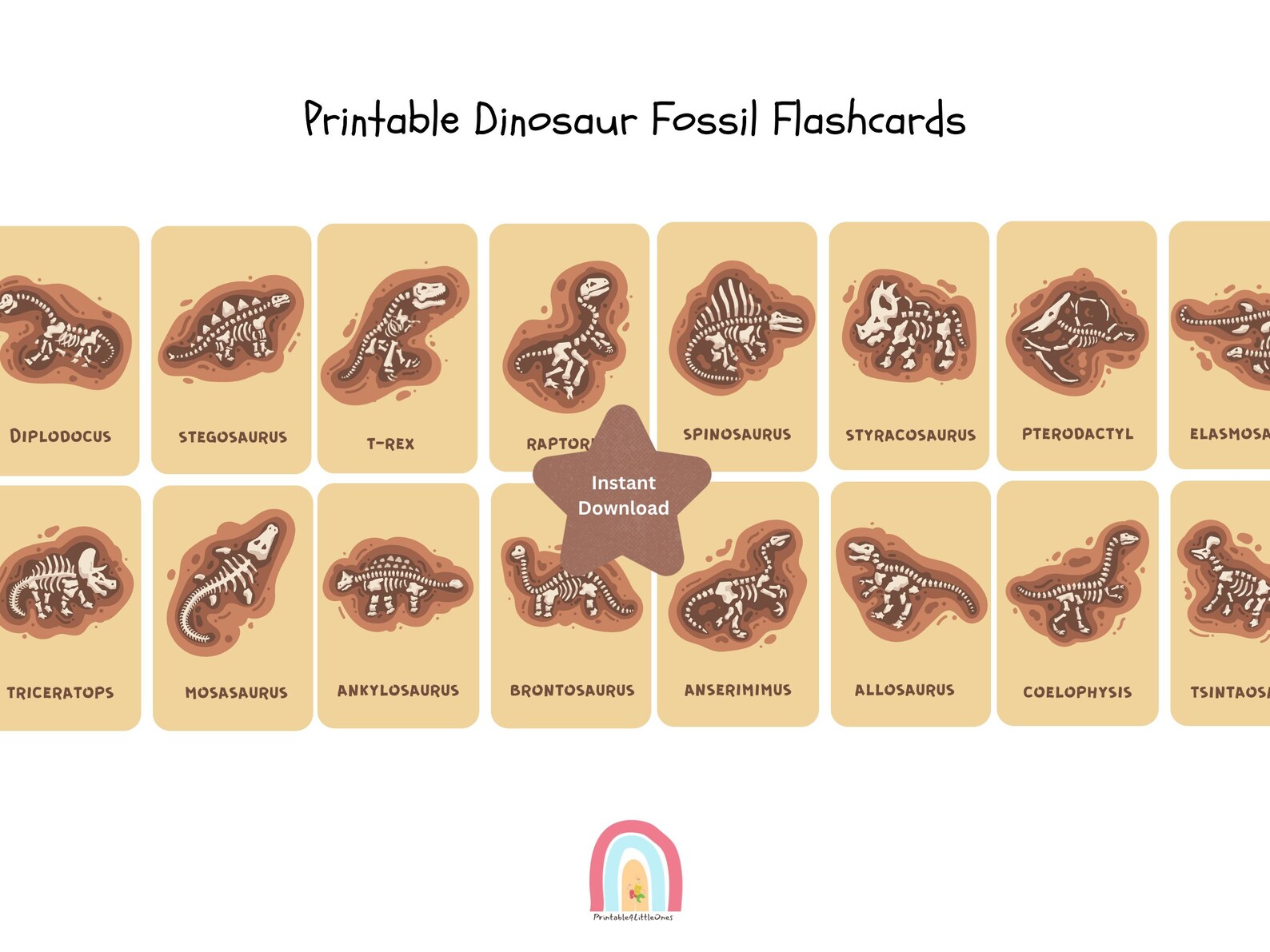 Dinosaur Flashcards ,dinosaur Fossil Flashcards ,montessori Cards ...