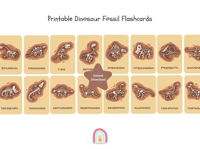 Dinosaur Flashcards ,dinosaur Fossil Flashcards ,montessori Cards ...
