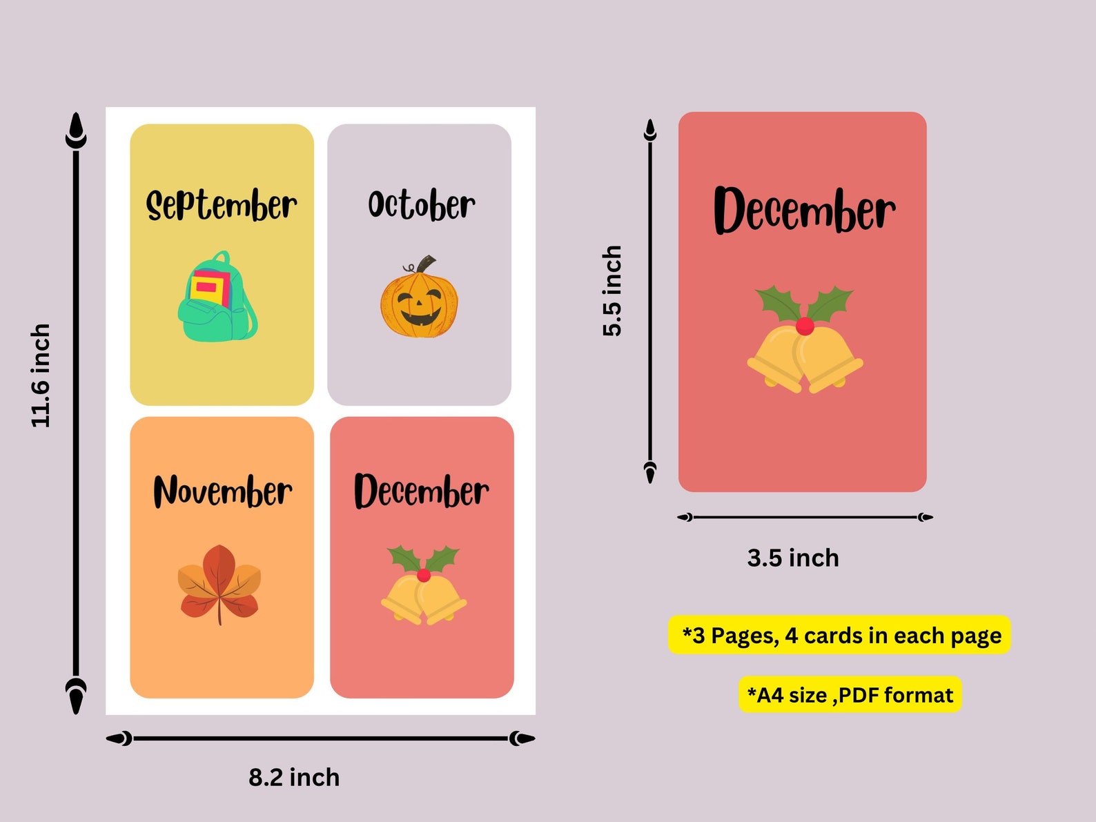 Months of the Year Flashcards Print, Printable Months Cards,montessori ...