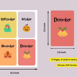Months of the Year Flashcards Print, Printable Months Cards,montessori ...