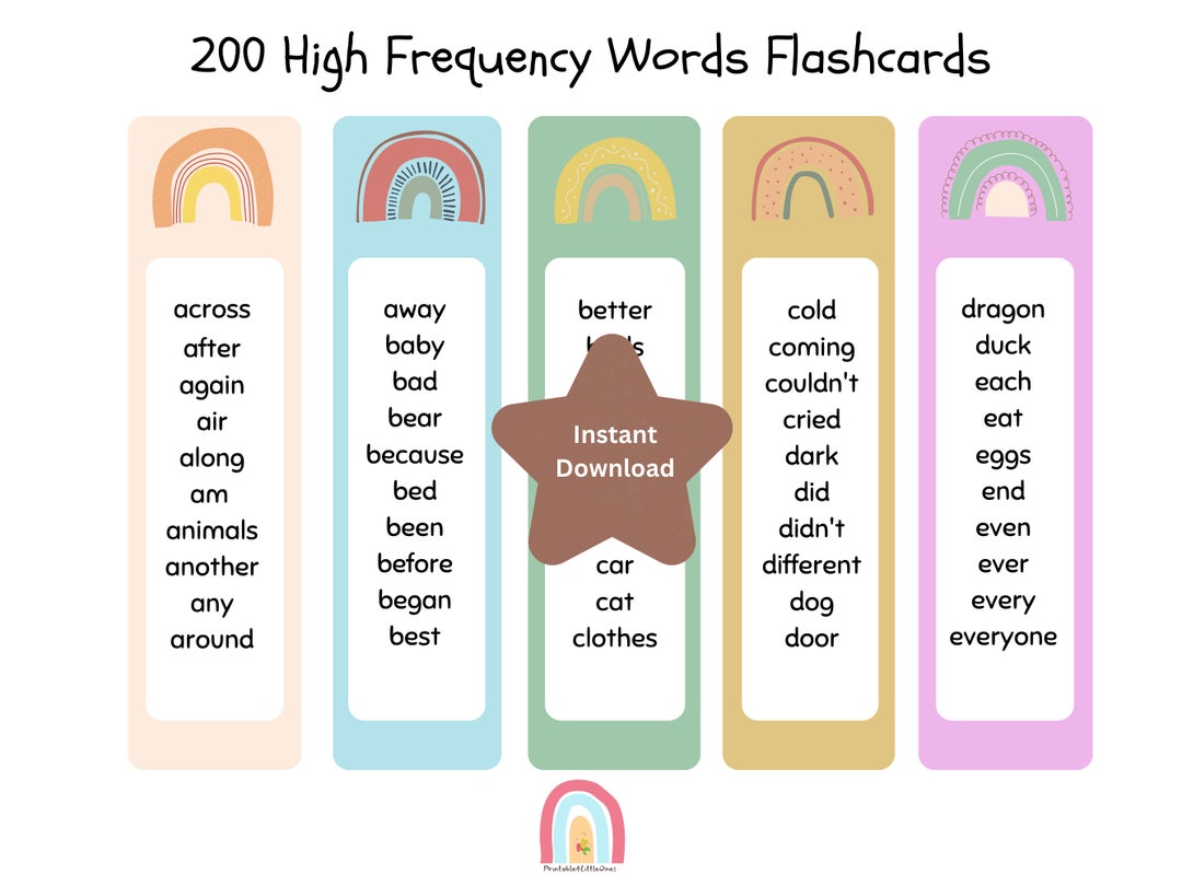 200 High Frequency Words, Sight Words Flashcards, Year 2 Common ...