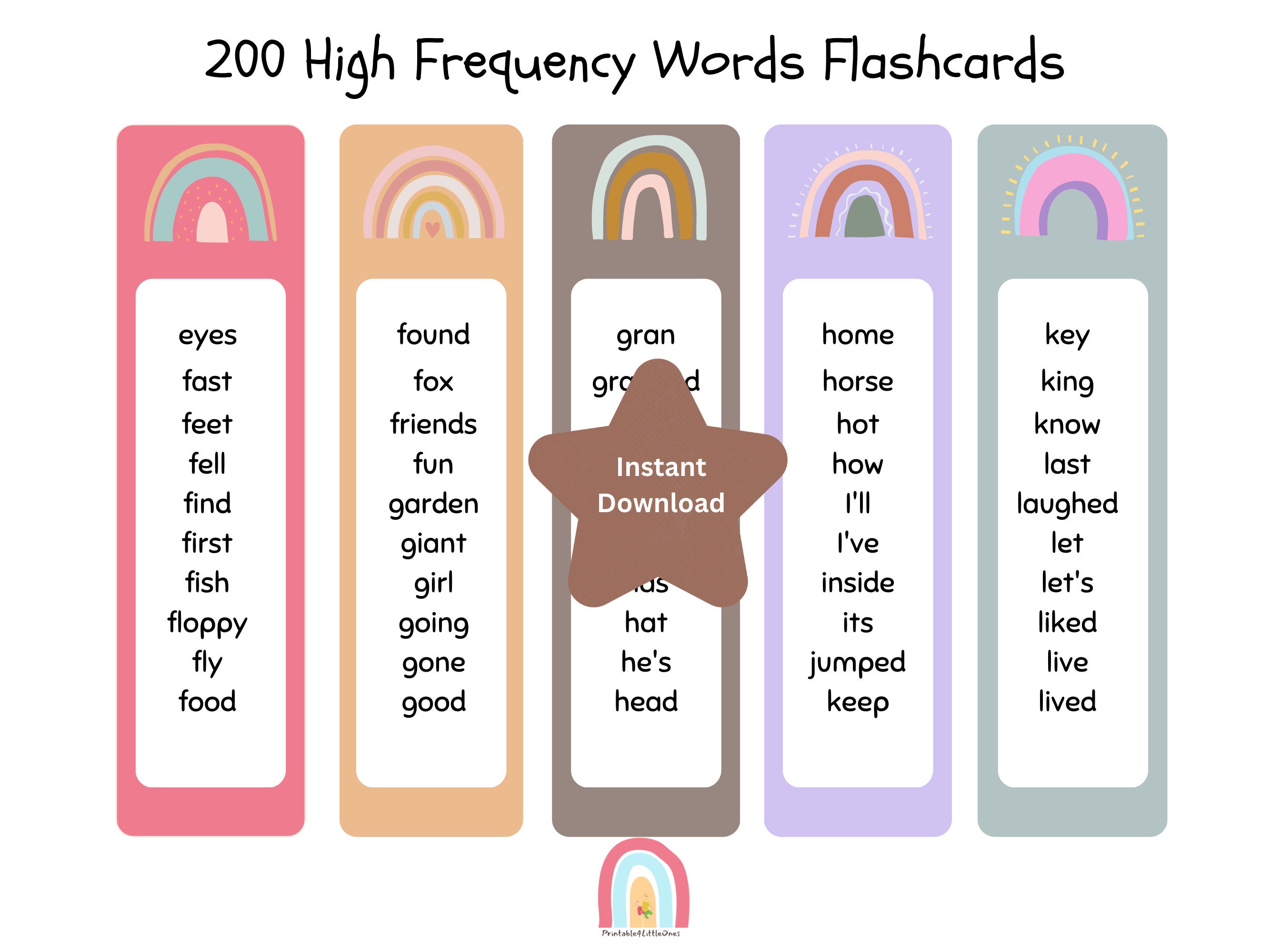 200 High Frequency Words, Sight Words Flashcards, Year 2 Common ...