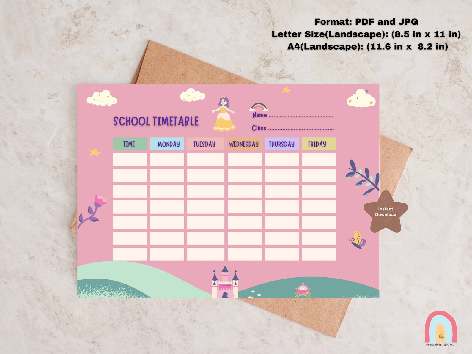 Printable School Timetable, Kids Daily Planner, Back to School ...