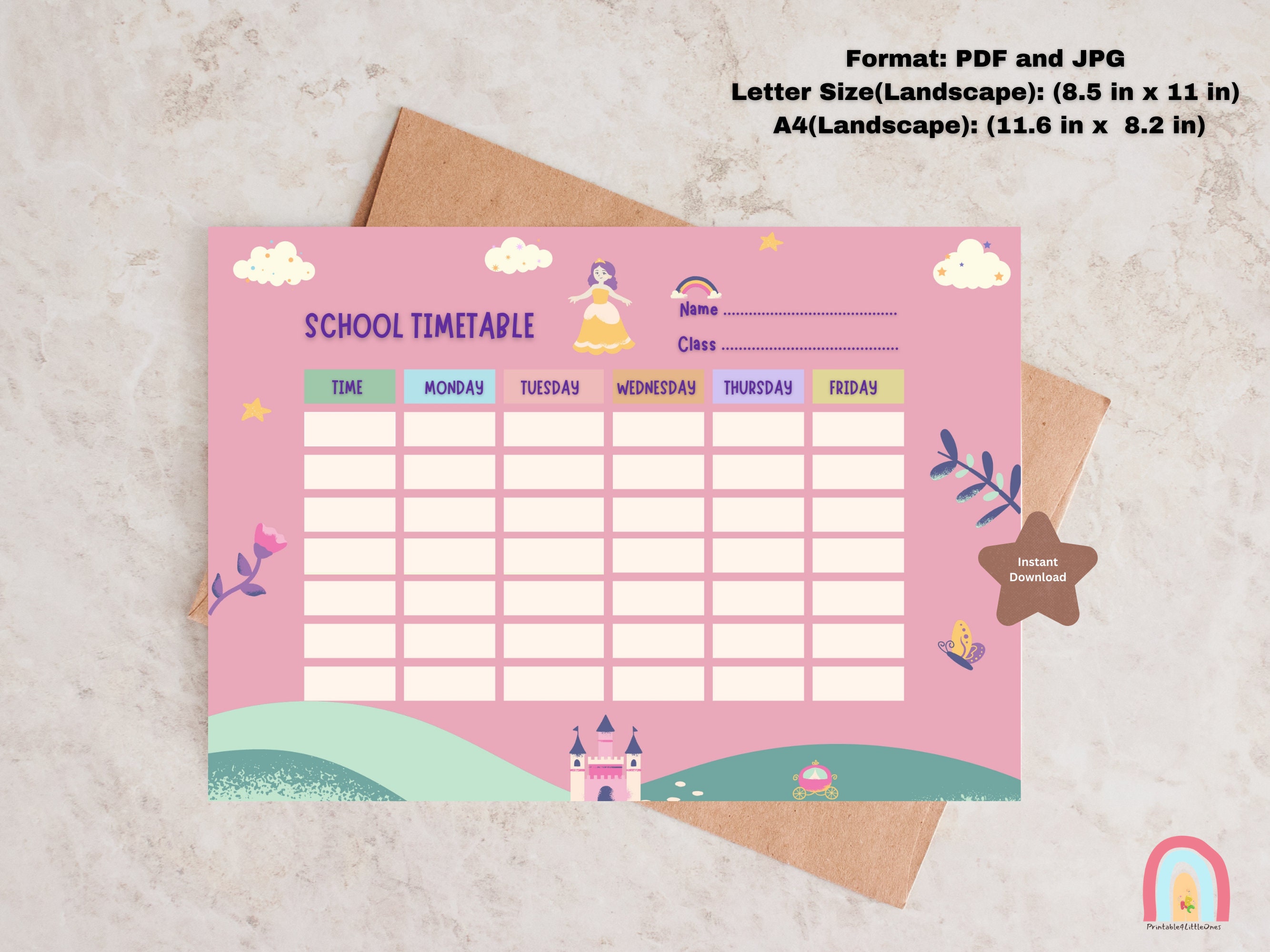 Printable School Timetable, Kids Daily Planner, Back to School ...