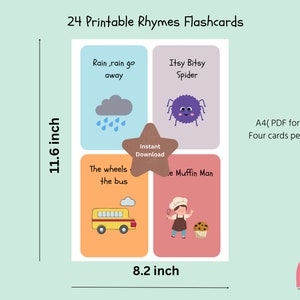 24 Printable Nursery Rhyme Cards,preschool Rhymes,rhymes for Toddlers ...
