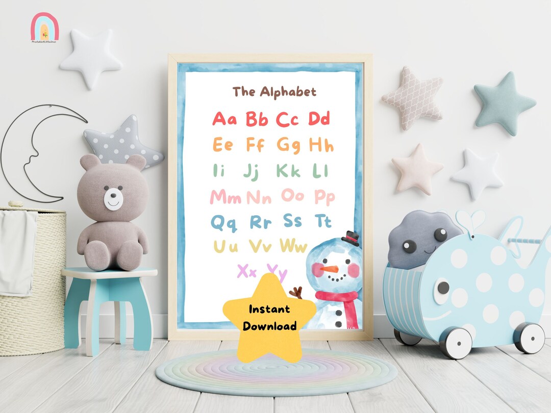 Winter Theme Alphabet Poster, Educational Poster for Kids Room ...