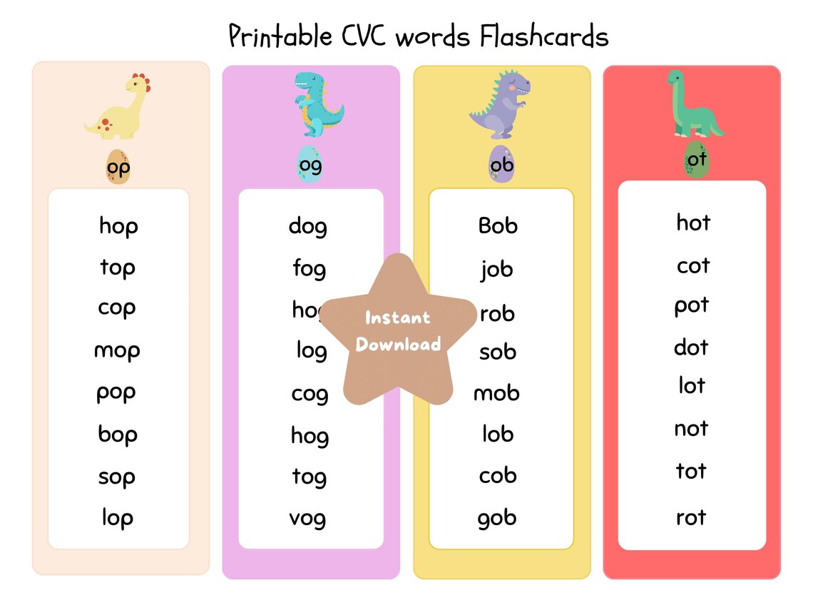 CVC, Word Families, Kindergarten Printable, Homeschool Printable, CVC ...